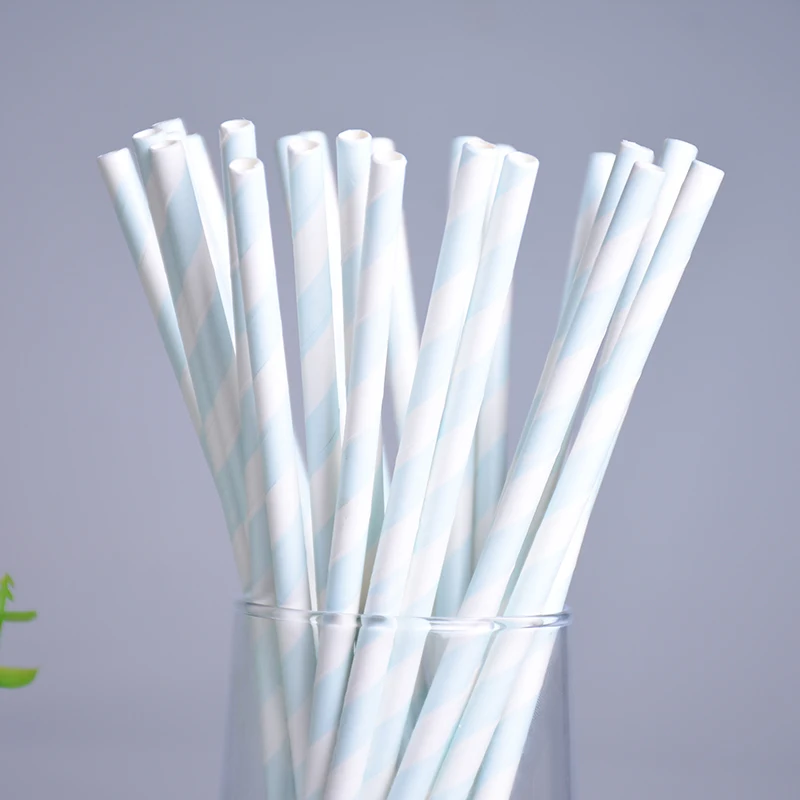 Hot Sale 25pcs/lot Light Blue Striped Paper Drinking Straws For Kids ...