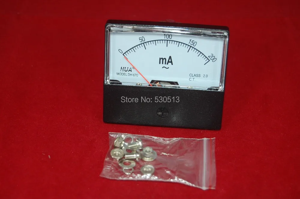 1pc AC 200mA Analog Ammeter Panel AMP Current Meter 670 60*70mm 0 200mA ...