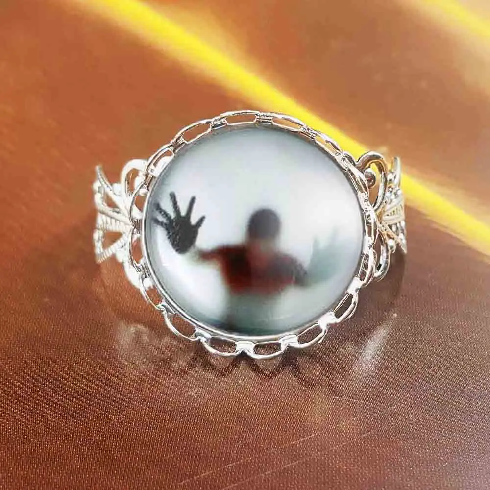 QiYuFang New Shadow Men Style ring Glass Cabochon Chain Statement rings ...