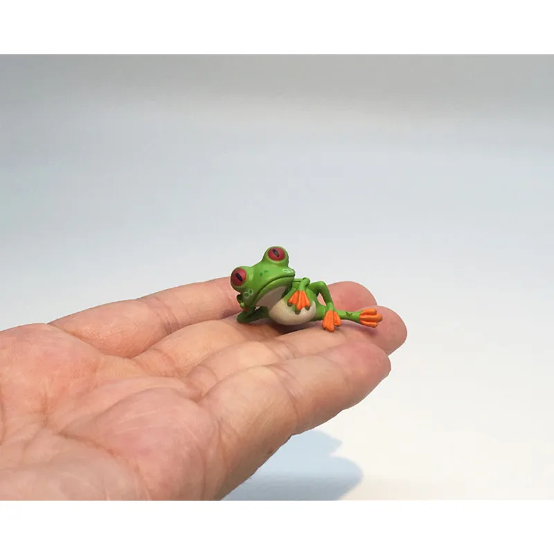 Free shipping Lazy Frogs Mini Figures 6pcs/lot Funny Cute Animal PVC ...