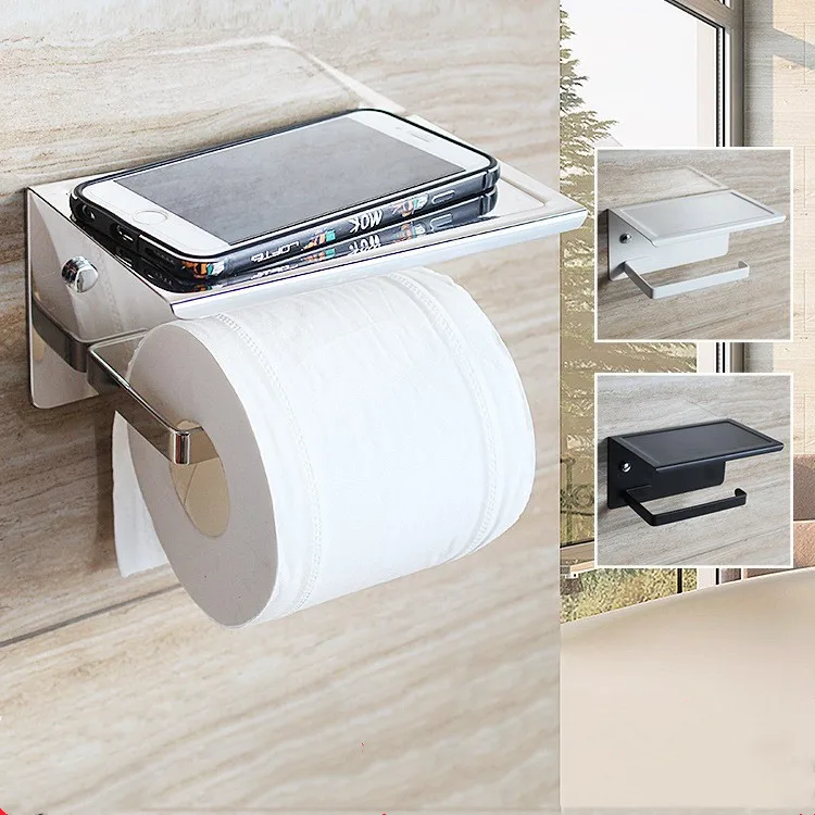 Soporte de papel higiénico con estante de baño creativo gratis Punch toallero rollo soporte para ...