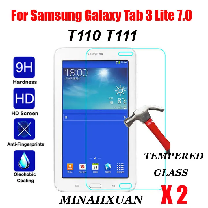 2PCS 9H Tempered Glass For Samsung Galaxy Tab 3 Lite 7.0 7" T110 T111 ...