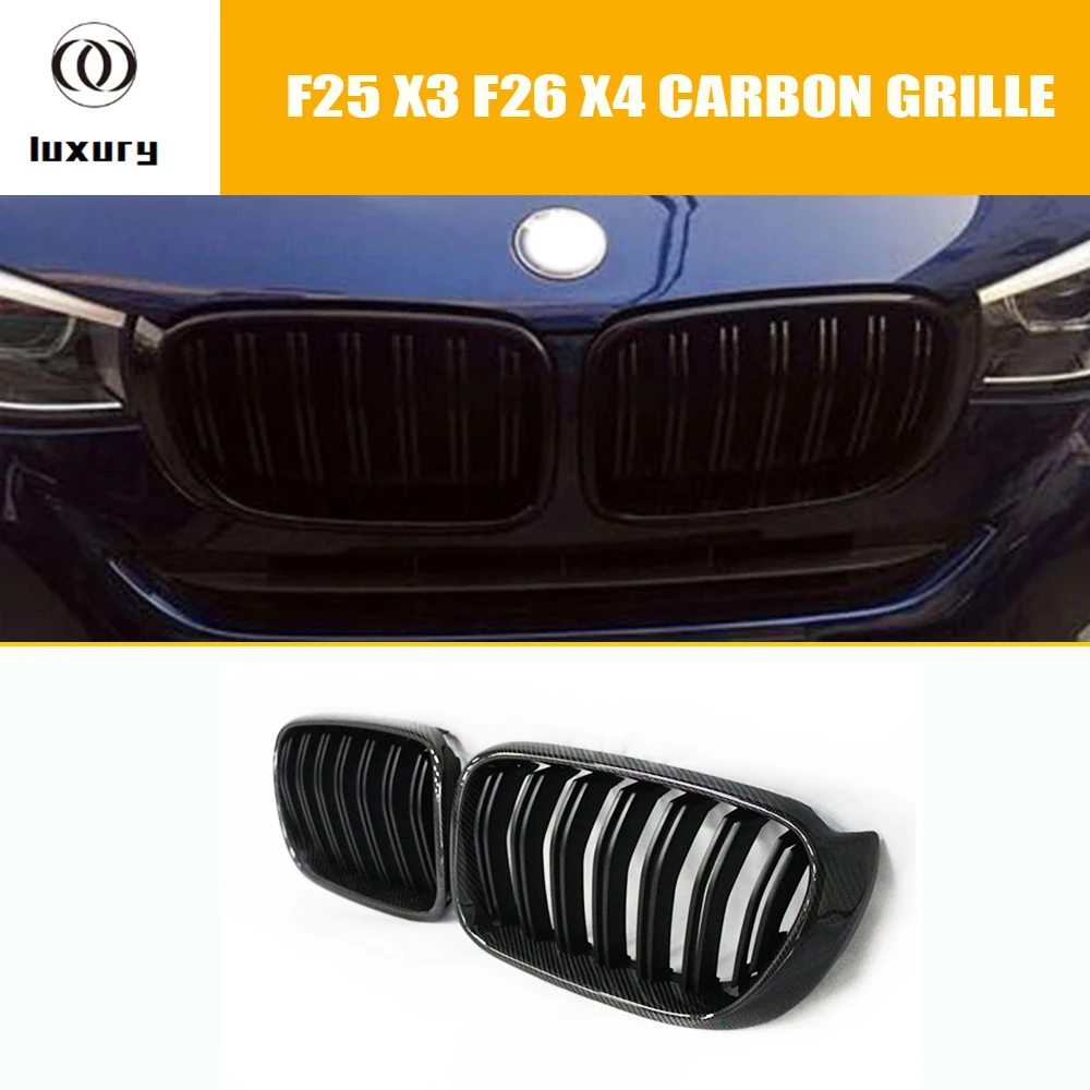 F25 F26 Carbon Fiber Front Bumper Grille Grill For Bmw X3 X4 2014-2019 ...