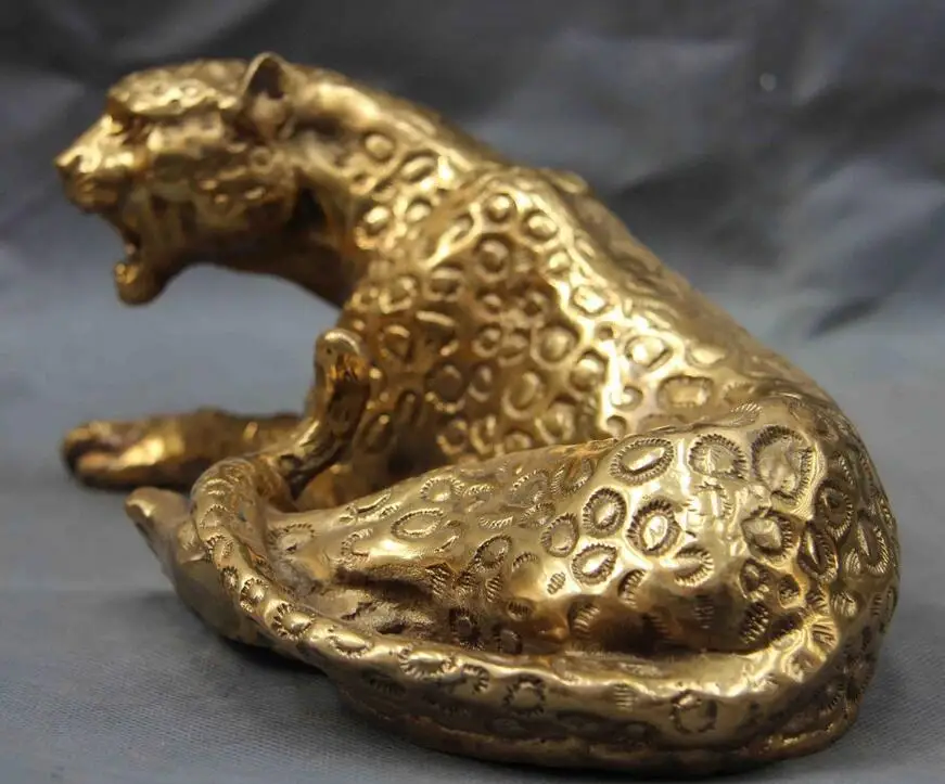 Chinese Exquisite Copper Bronze Catamount Animal Cheetah Leopard ...