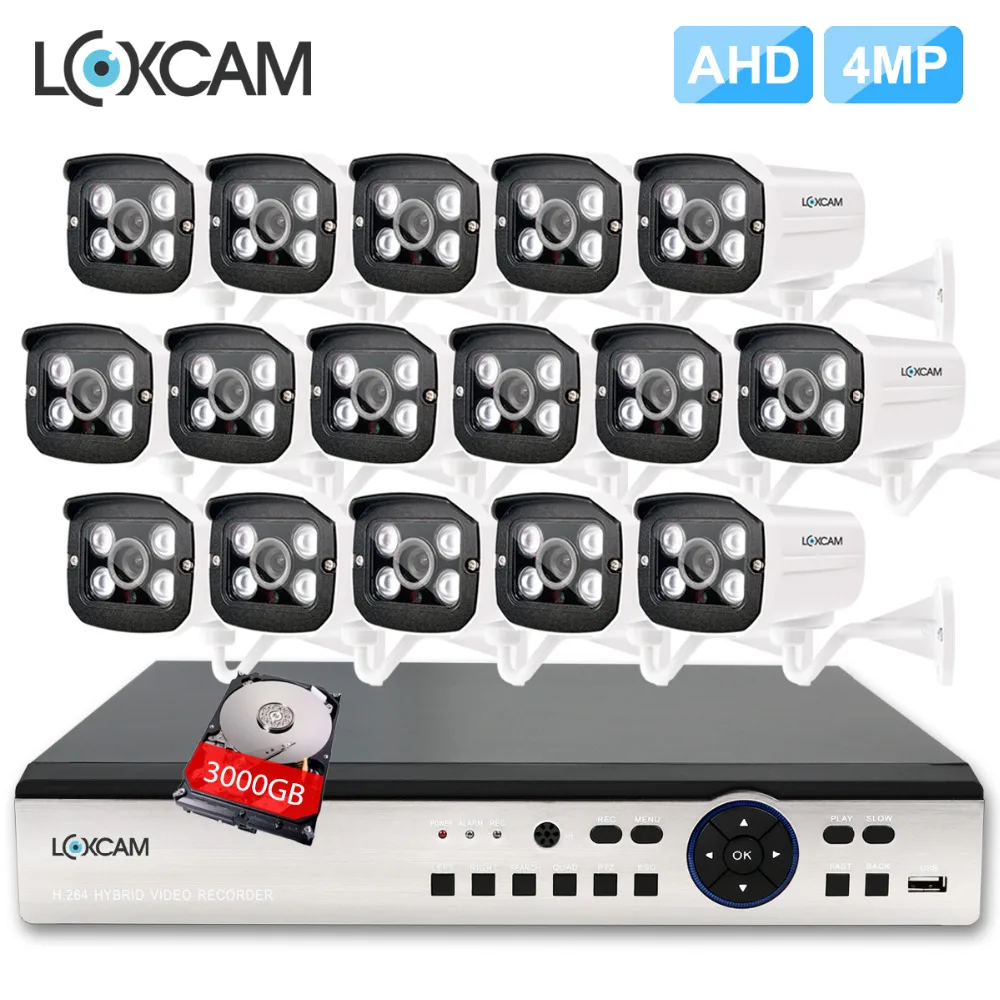 16CH CCTV 4MP AHD DVR Kit CCTV Camera System 16PCS 4.0MP HD Security ...