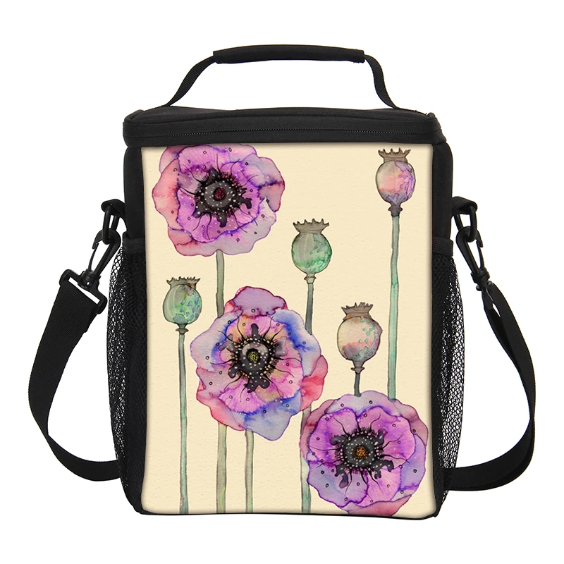 VEEVANV Women Wotercolour Pattern 3D Lunch Box Large Lunch Cooler Bags ...