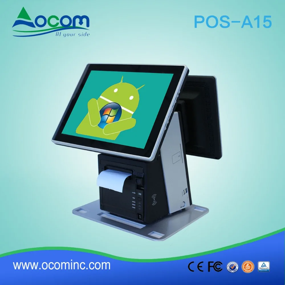 POS A15: Black Color all in one POS System Dual Screen With Built in ...