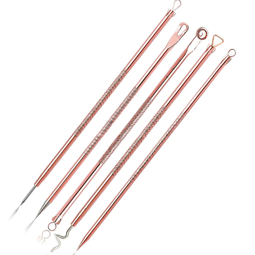 Popular 5Pc/Set Gold Stainless Steel Blackhead Acne Blemish Pimple ...