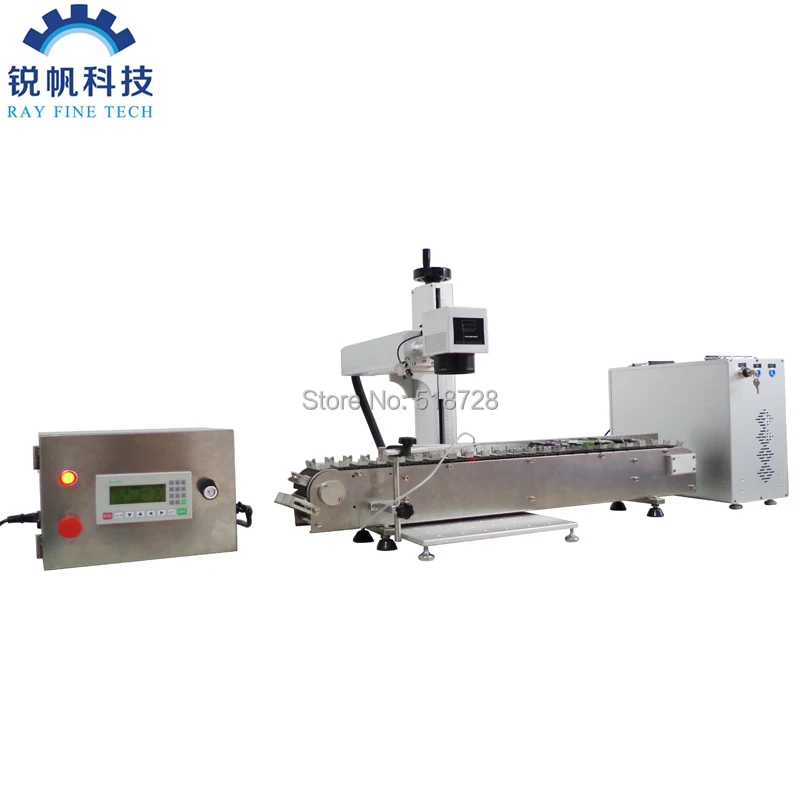 JPT MOPA M1 + 30 W Portable coloré laser à fiber machine de marquage avec convoyeur ceinture ...