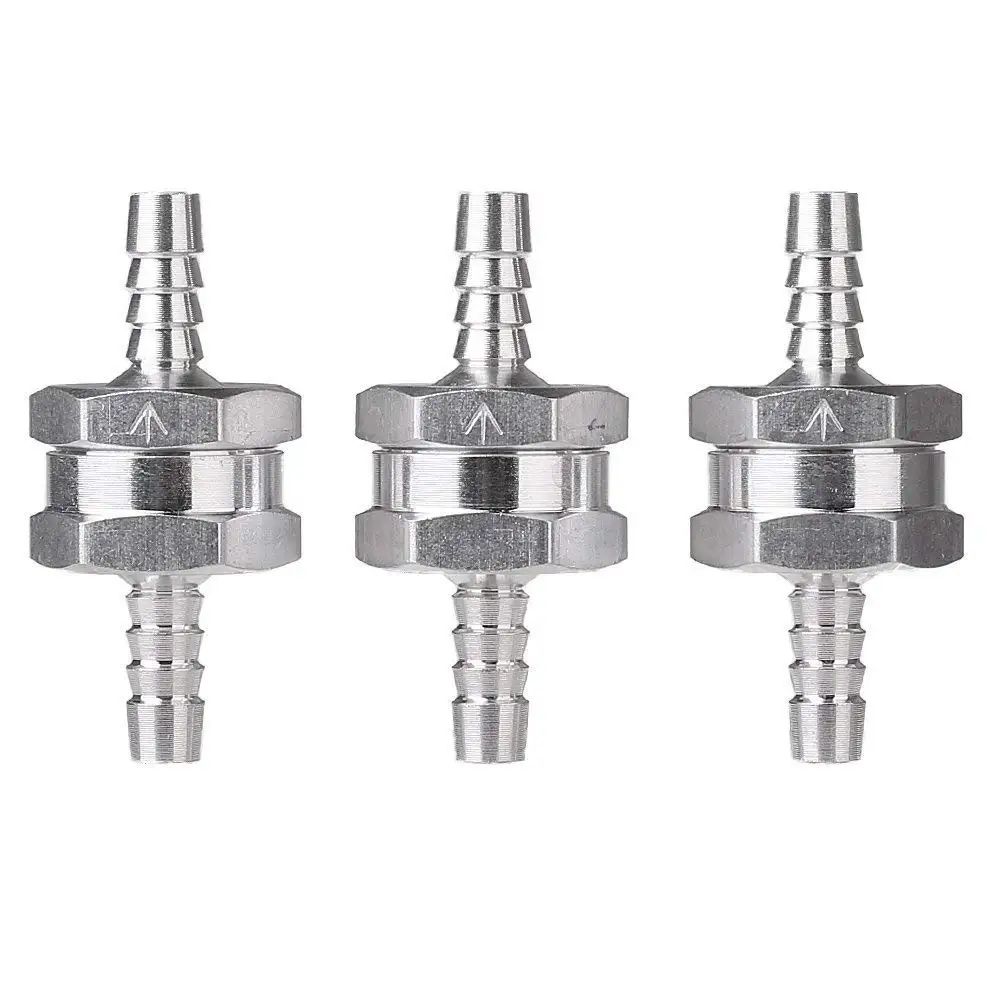 3Pcs 6mm 1/4 inch Chorme Aluminum Fuel Non Return One Way Check Valve ...