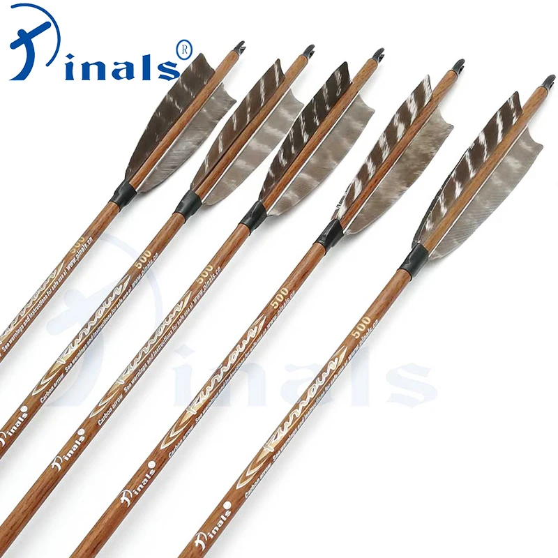 Pinals Archery Carbon Arrows Spine 400 500 600 ID6.2mm Wood Skin Turkey ...