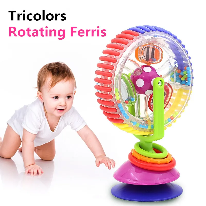 Baby Rattle Toys Tricolor Multi touch Rotating Ferris Wheel Suckers ...