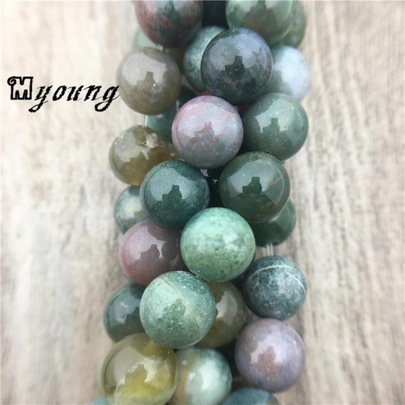 Round Smooth India Agates Beads,polished Colorful Nature Stone Green ...