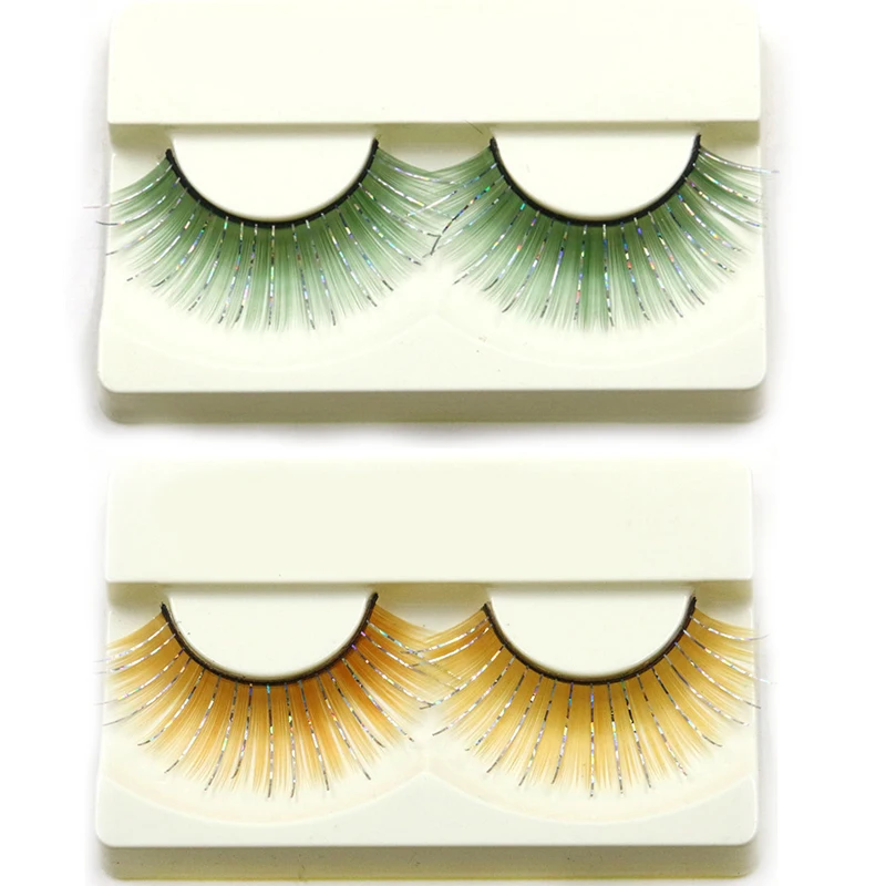 1pair-Color-Sequins-False-Eyelashes-Cotton-Thread-Stems-3D-Long-Thick ...