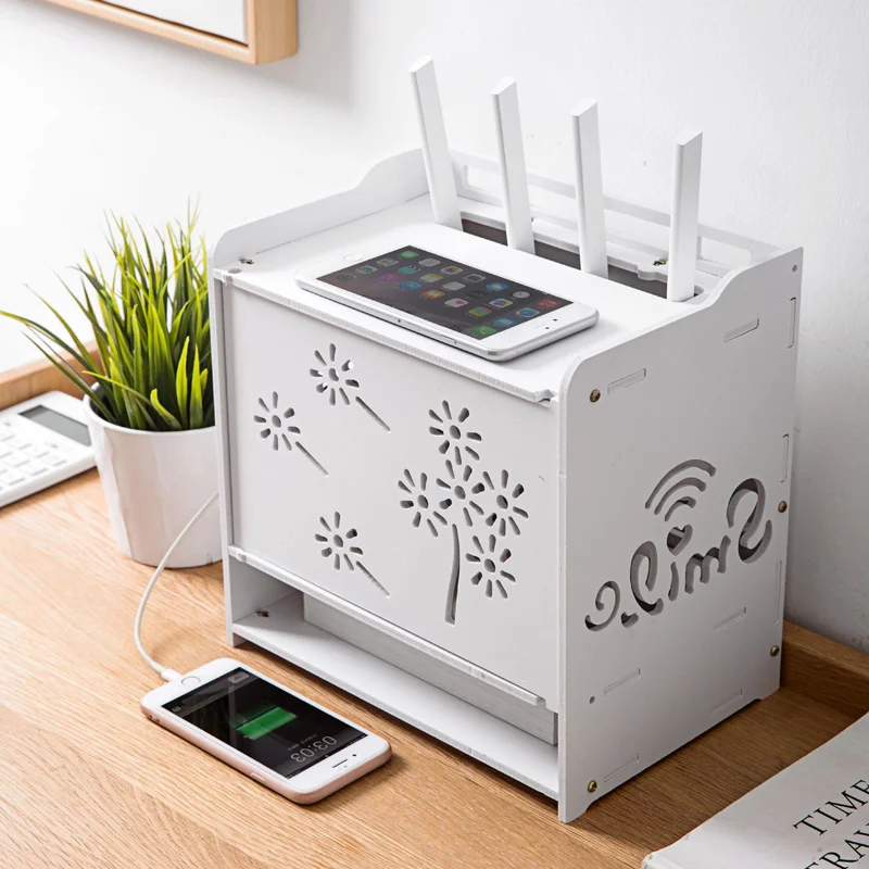 3 Layers Desktop Wifi Router Storage Box Socket Wire Organizer Box TV ...