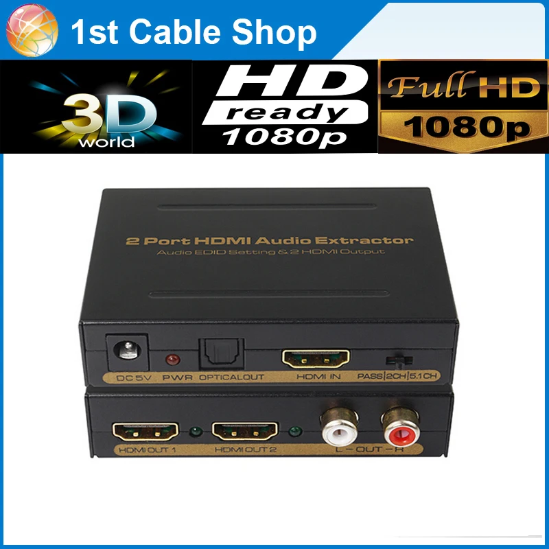 New arrival HDMI Splitter 1X2 with HDMI audio extractor HDMi to HDMI ...