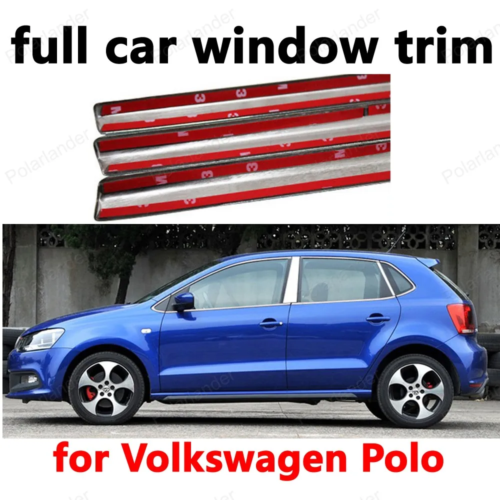 Car Styling Stainless Steel For Volkswagen Polo full Window Trim With ...