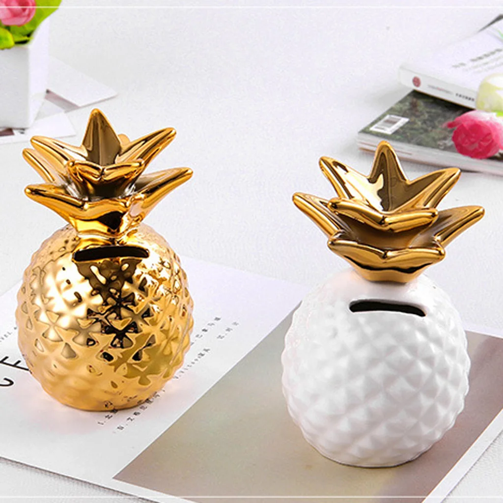 Ceramic Pineapple Piggy Bank Coin Bank Saving Money Box Kids Gift For ...