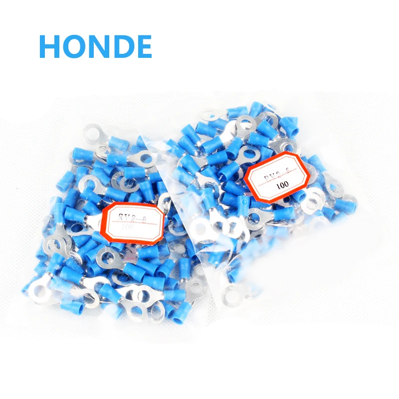 RV2 6 Blue Ring insulated terminal Cable Wire Connector 100PCS/Pack ...