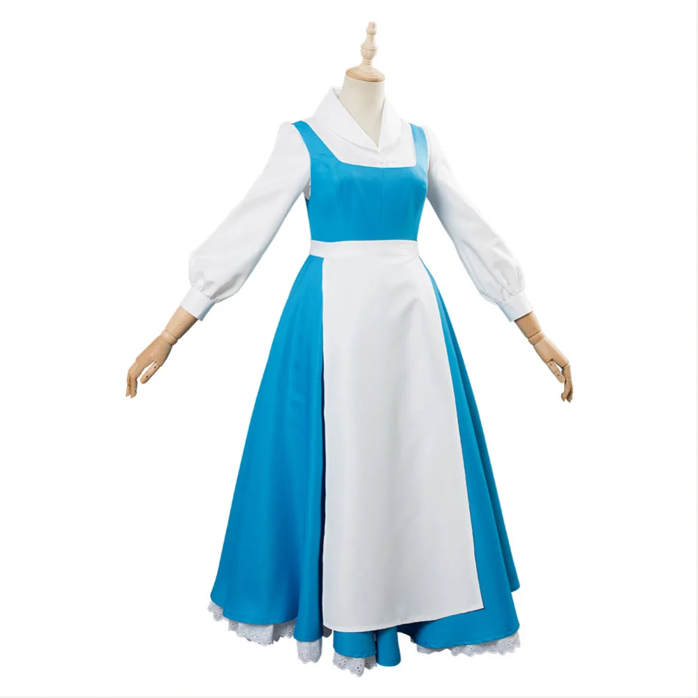 Beauty and The Beast Princess Belle Blue Maid Dress Cosplay Costume ...