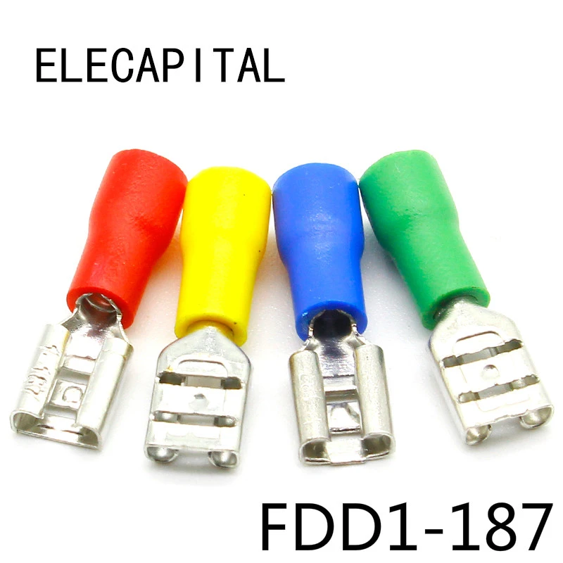 Fdd1-187 Female Insulated Electrical Crimp Terminal For 22-16 Awg ...