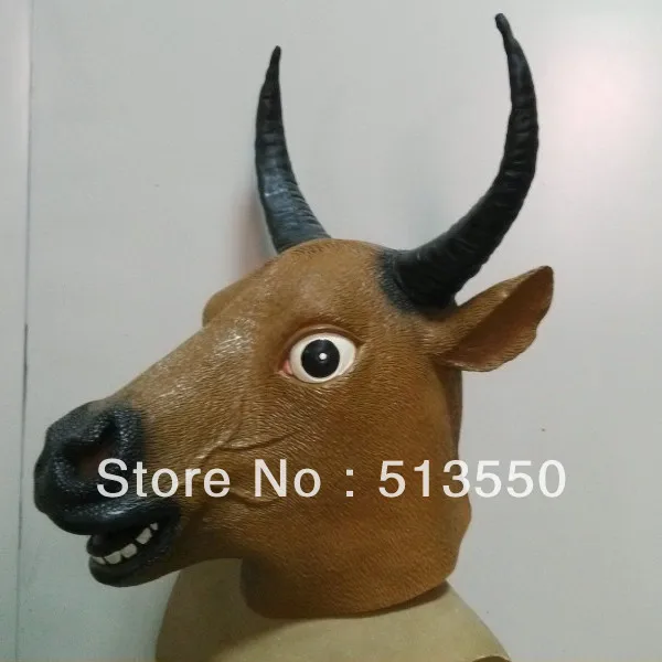 Latex Animal Bull Cow Head Mask Halloween Party Fancy Dress Cosplay ...