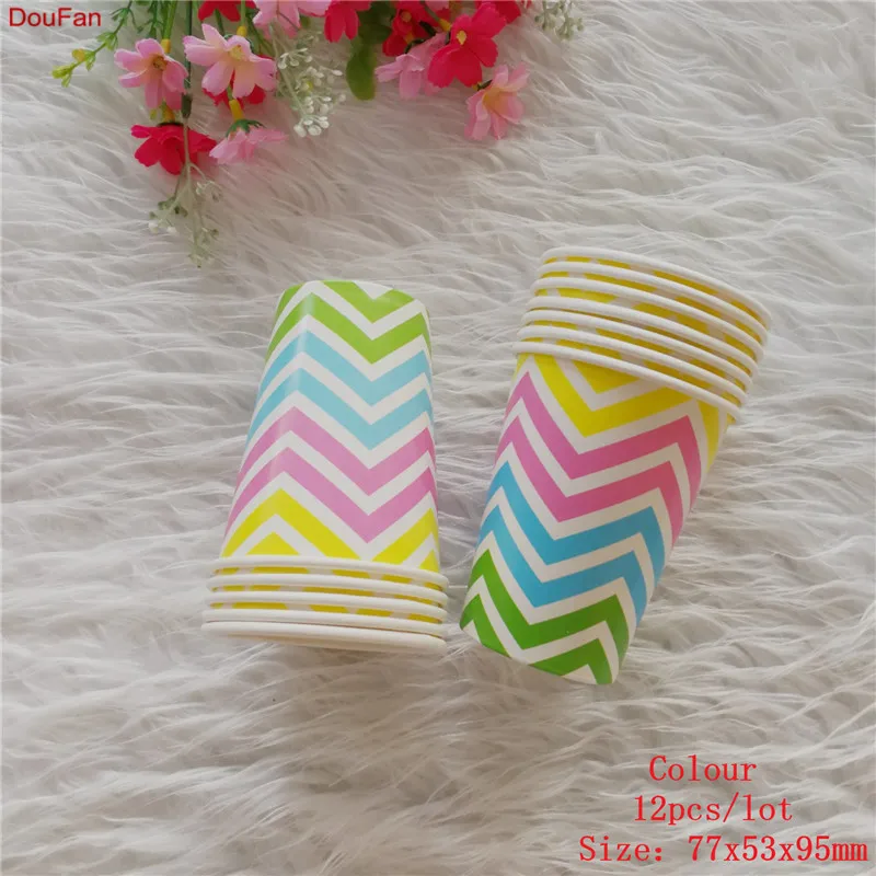 DouFan 12 шт. Радужный цвет волна одноразовая посуда бумажные тарелки ...