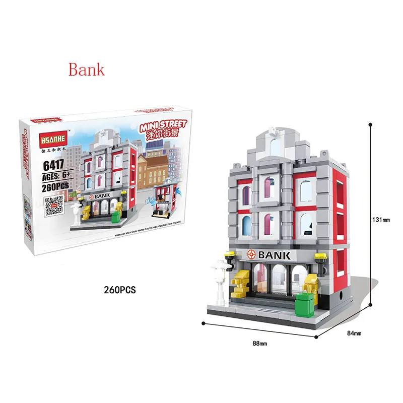260PCS Retro Street View European Architecture Mini Bank 3D Model ...