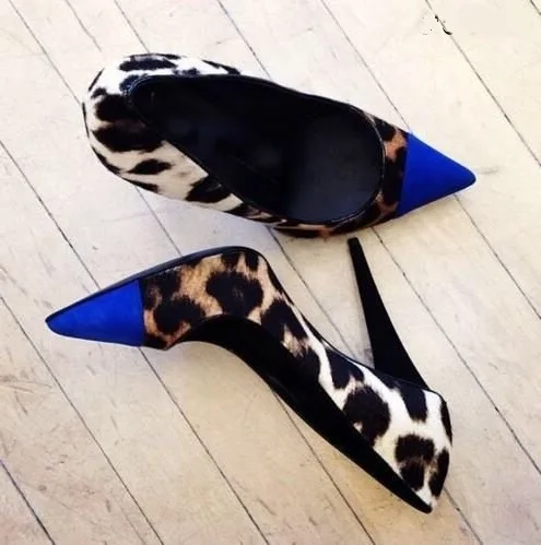 Sexy Leopard Pumps Women Shoes Pointed Toe Dress Shoes Covered Heel ...