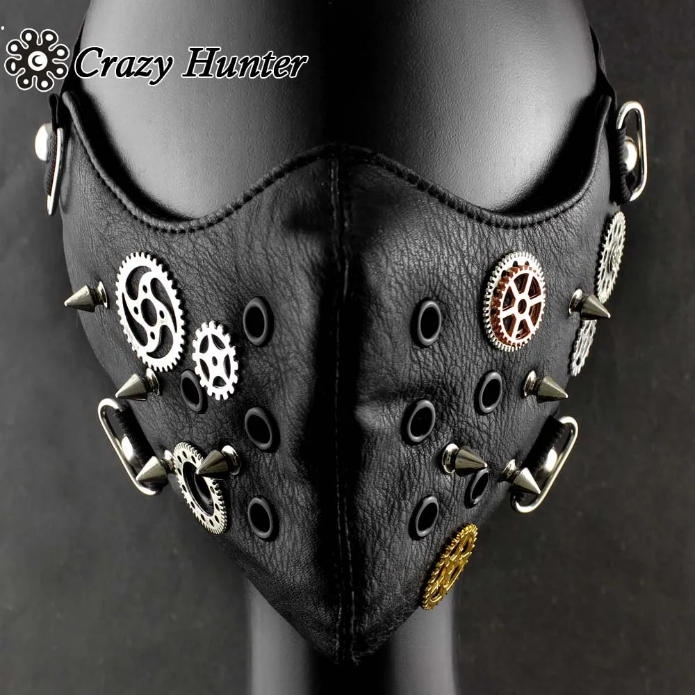 Black SteamPunk Spike Gears Mask Masquerade Costume Biker Mens Womens ...