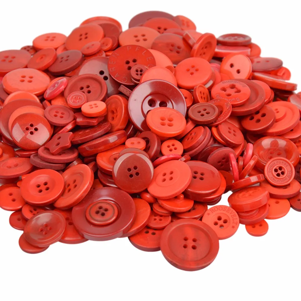 600Pcs Mixed Size Red Resin Round Buttons Decor Sewing Clothing Sewing ...