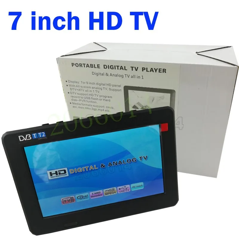 7 inch 16:9 TFT DVBT2/DVBT digital & analog mini led HD portable TV all ...