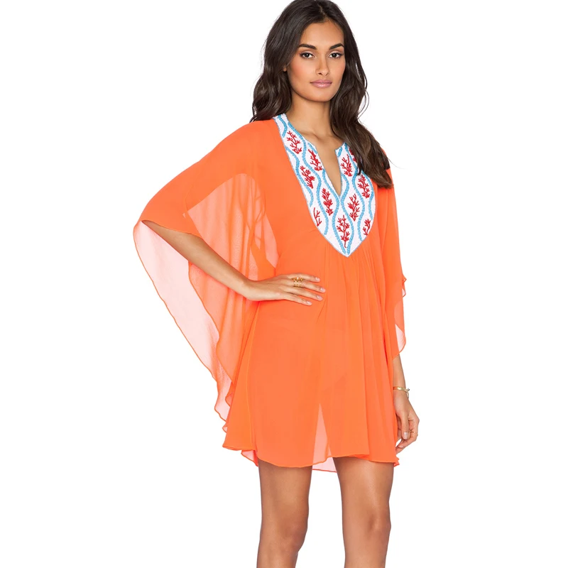 Tooou Chiffon Bat Sleeve Beach Cover Up Sexy Swimsuit Cover Up Women