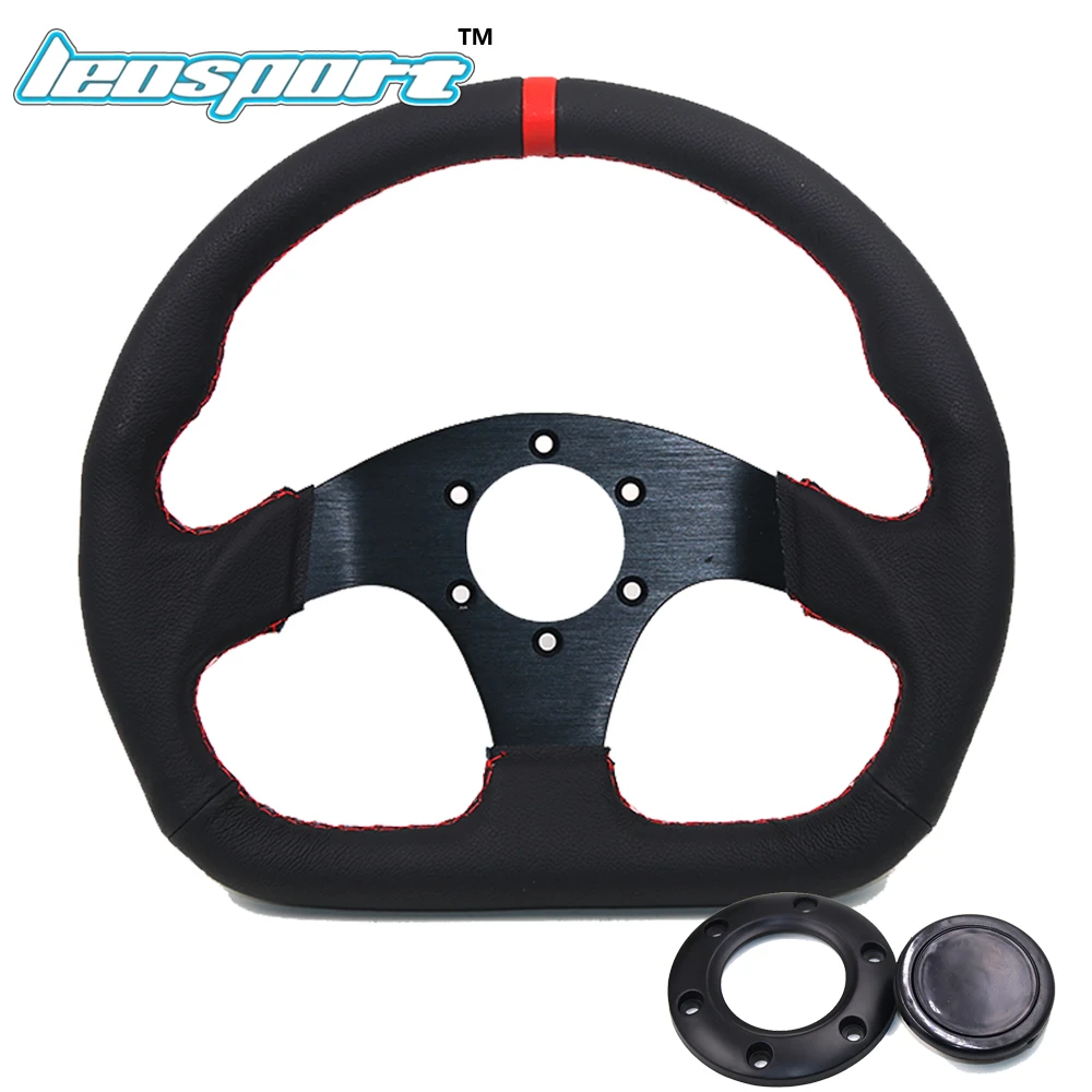 Leosport 13" (330mm) For Racing Steering Wheel really Leather red line ...