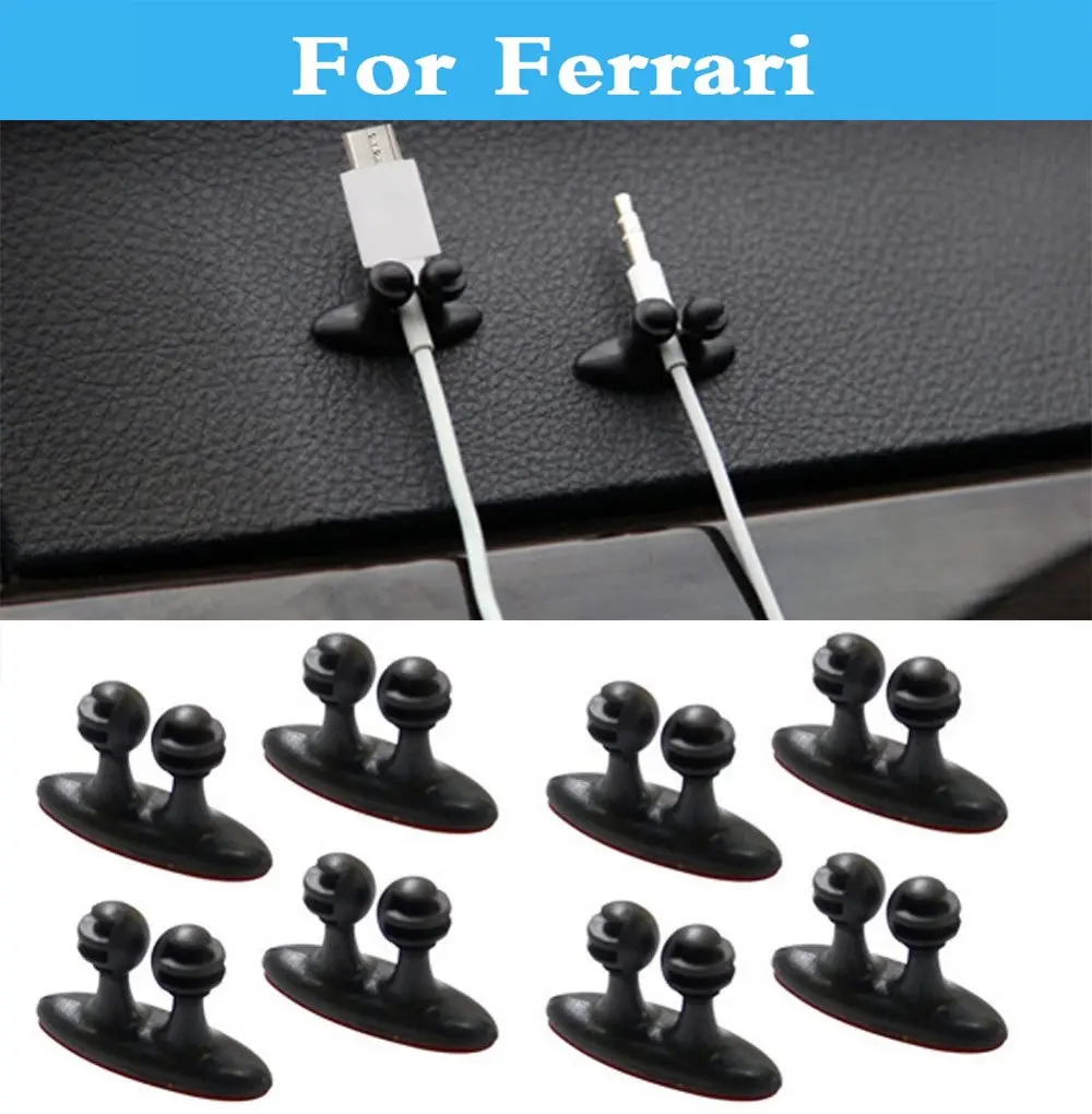 8Pcs Car Charger Line Clasp Headphone Cable Clip Black For Ferrari 488 ...
