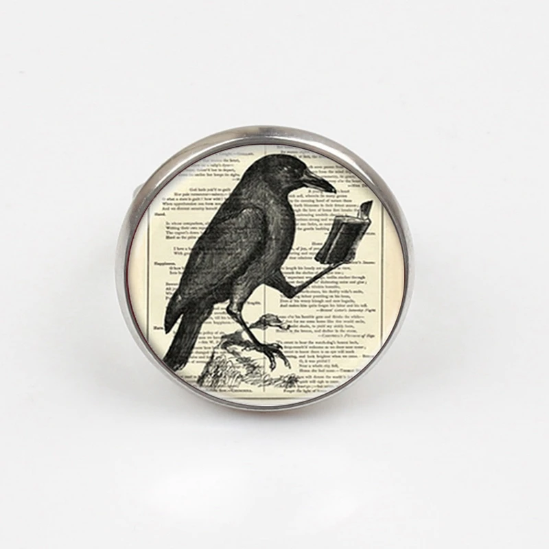 2019 Raven ring Crow Hot Glass Dome Jewelry Glass Cabochon Dome ring ...