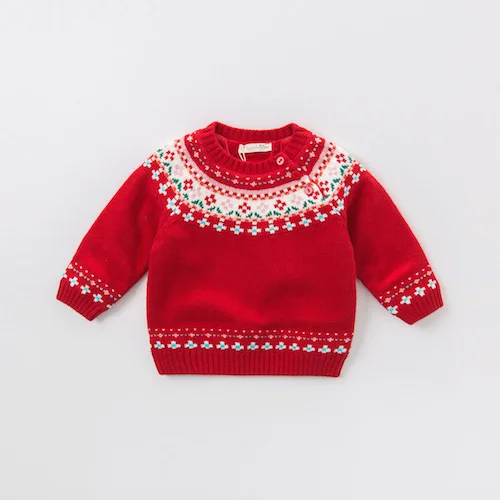 Autumn Winter Red Christmas Sweaters Fleece Thick children baby unisex ...