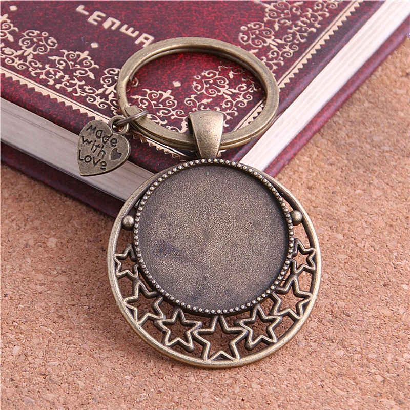 PULCHRITUDE-5pcs-lot-Metal-Keychain-Round-Cabochon-Setting-DIY-Vintage ...