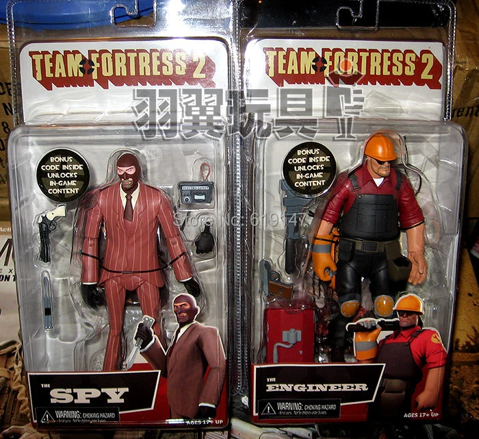 NEW NECA Team Fortress Classic 2 SPY and Engineer Action Figure 7 ...