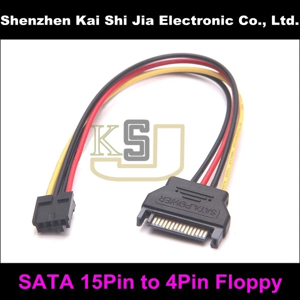 15 Pin SATA Male to 4 Pin Floppy FDD Female Power Converter Adapter ...