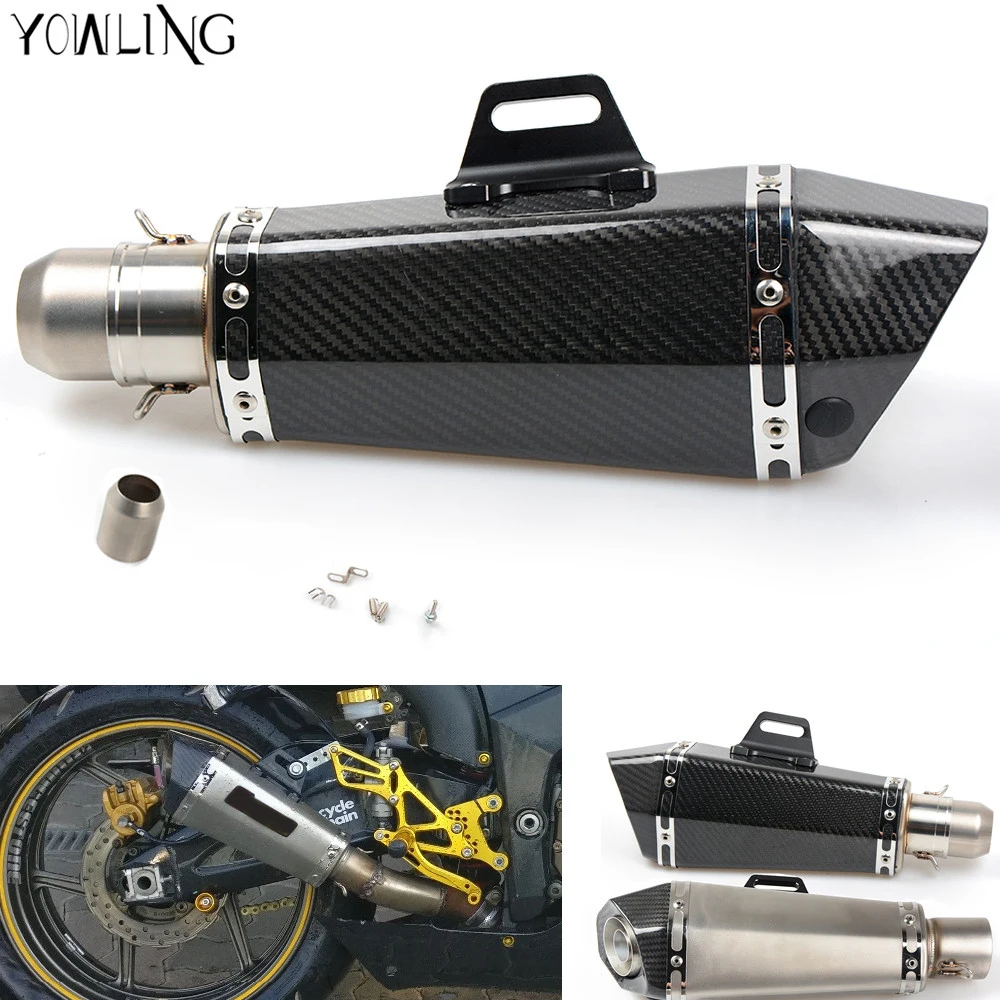 Universal Motorcycle Real Carbon Fiber Exhaust Muffler Pipe For Honda ...
