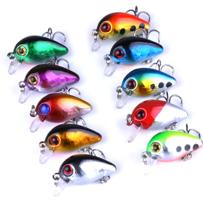 HENGJIA 10pcs small lure 1.5g 3cm Topwater 0.1 0.5m pesca Wobblers ...