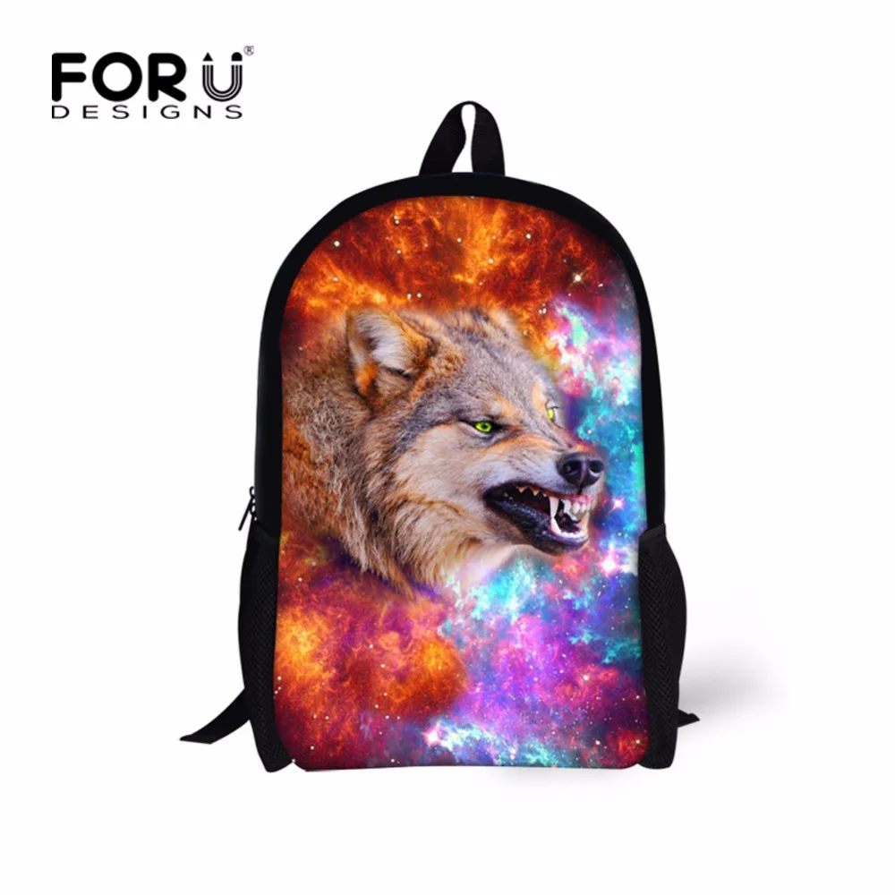 FORUDESIGNS Cool Printing Wild Wolf Backpack for Boys Personalized ...