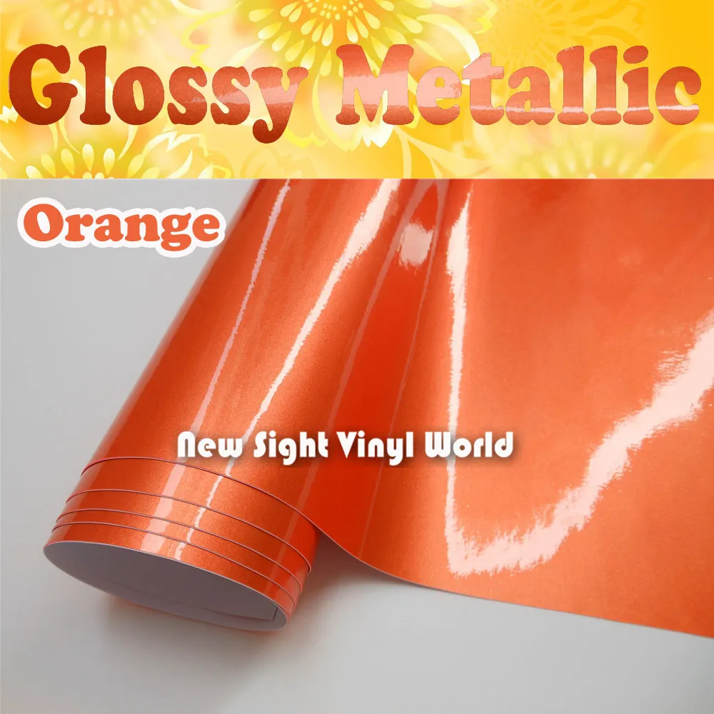 High Quality Glossy Metallic Orange Vinyl Wrap Orange Gloss Metallic ...