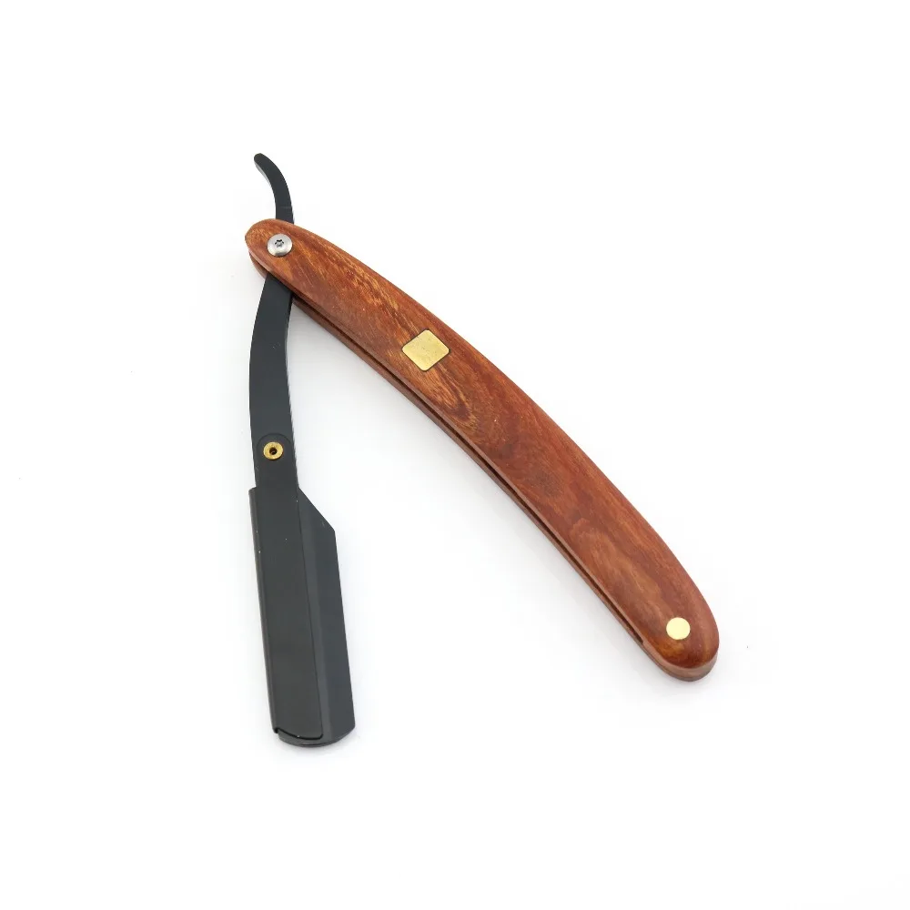 Straight-Razor-Men-s-Shaving-Razor-Shaver-Black-Cover-Solid-Wood-Handle ...