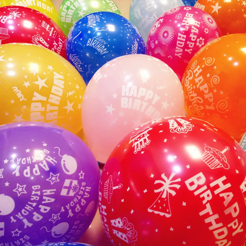 100pcs Happy Birthday Ballons 12inch Latex Round Helium Balloon Happy ...