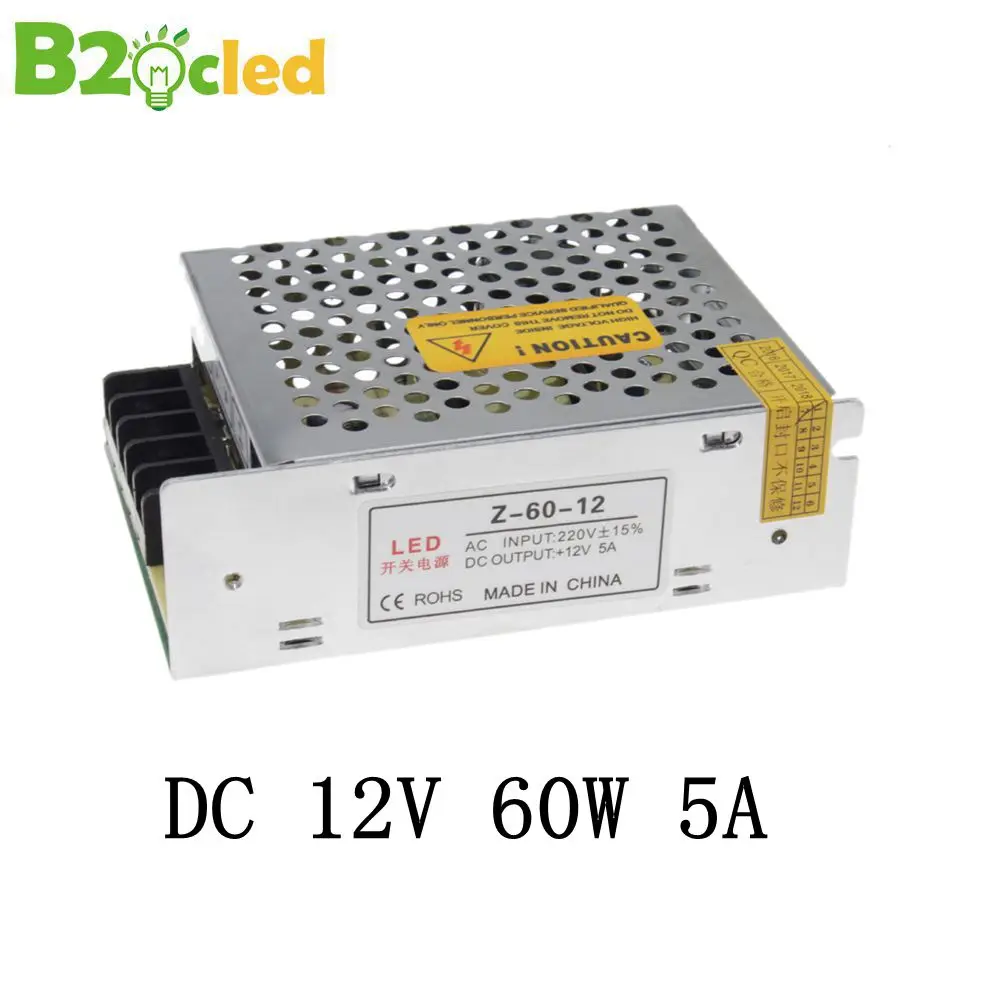LED Drive DC 12V 5A 60W Replacement AC 220V Lighting Transformer Safety ...