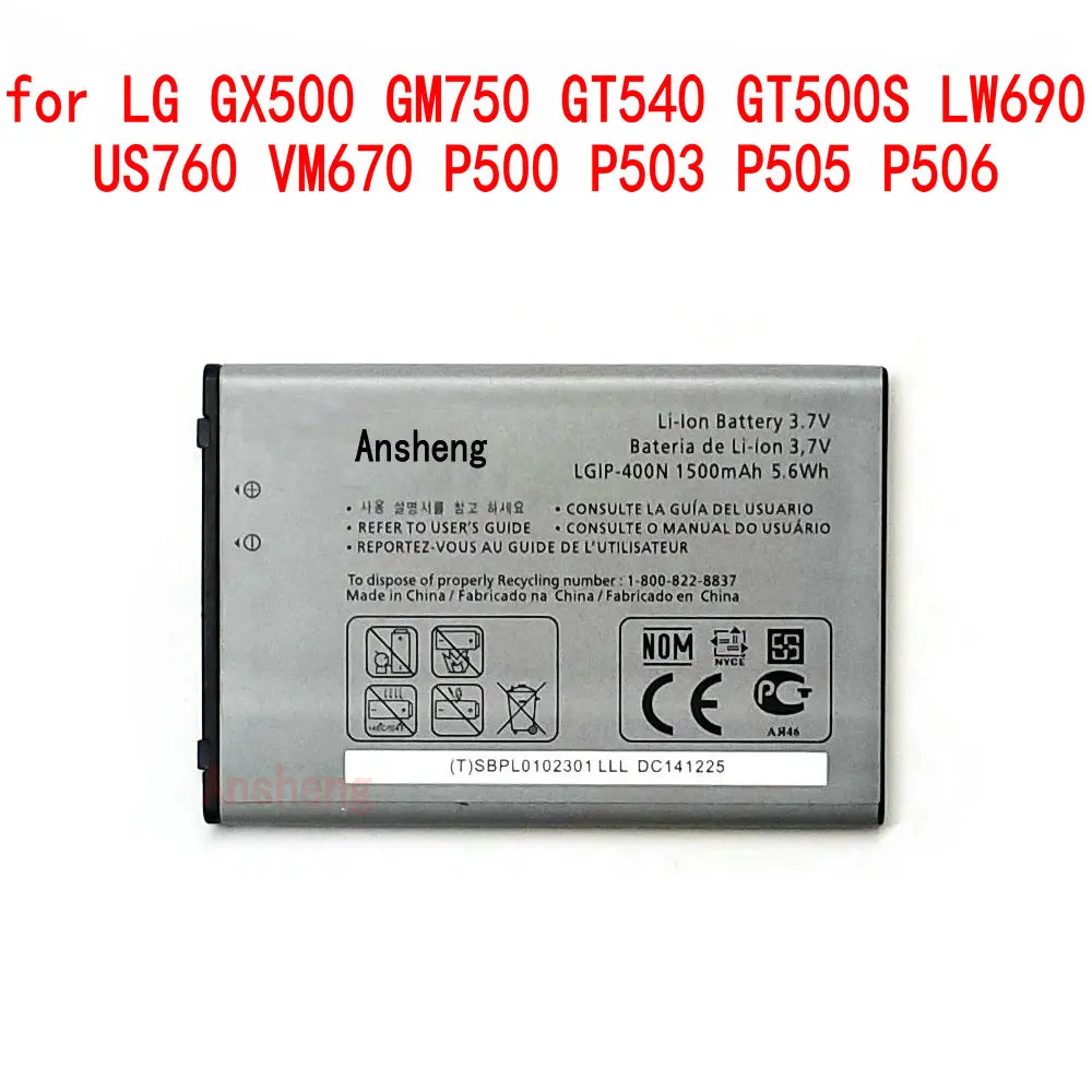 100% New Original Lgip-400n 1500mah Battery For Lg Gx500 Gm750 Gt540 ...