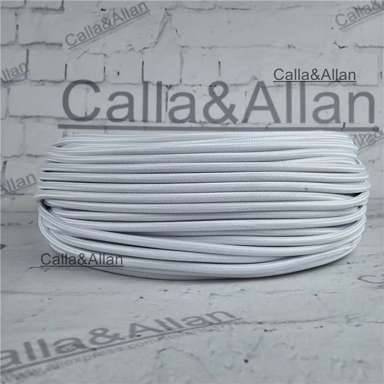2*0.75mm Vintage Textile Electrical Wire White Textile Cable Edison 10 ...