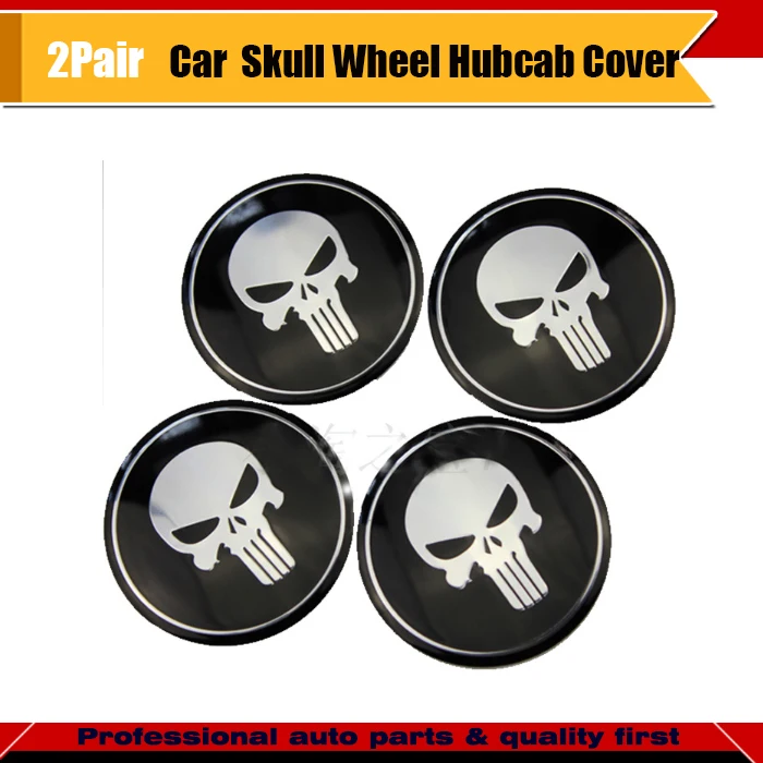 4Pcs 56.5mm Automotive Cool Skull Skeleton Wheel Center Sticker Cover ...